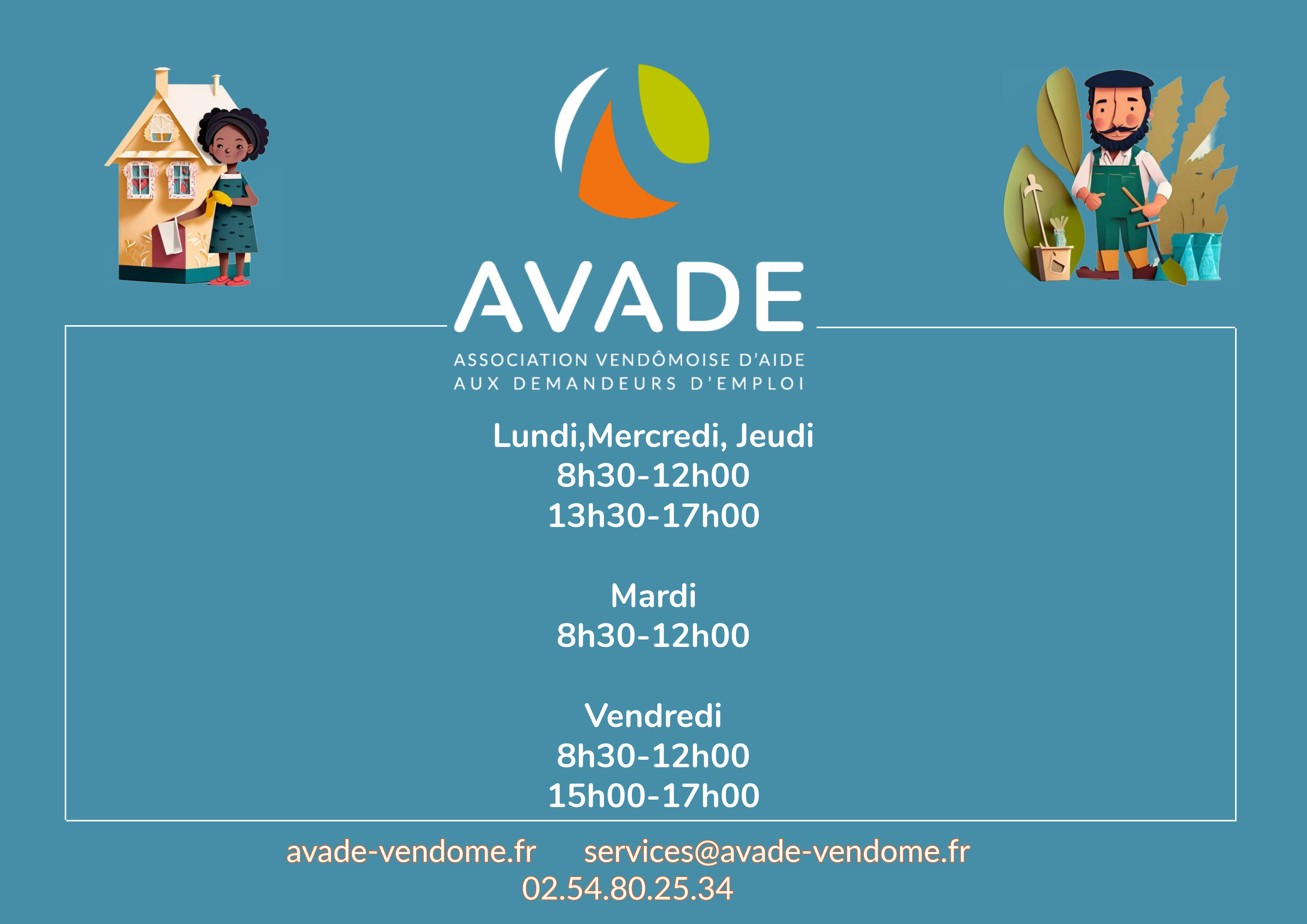 Nouveaux Horaires - AVADE - Association Vendômoise d'Aide aux ...